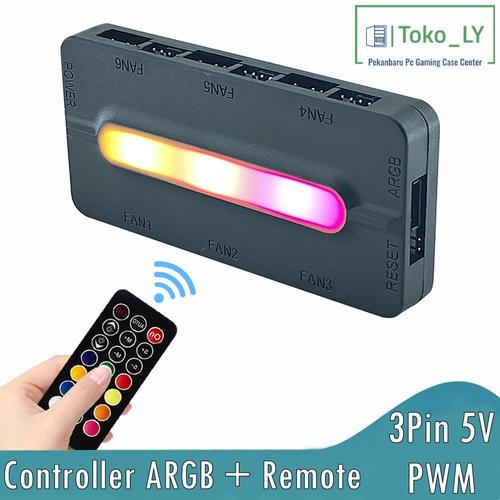 Jual ARGB Controller FAN/CPU 5V 3pin RGB with Remote Control - 6Port - Kota Pekanbaru - Toko-LY ...