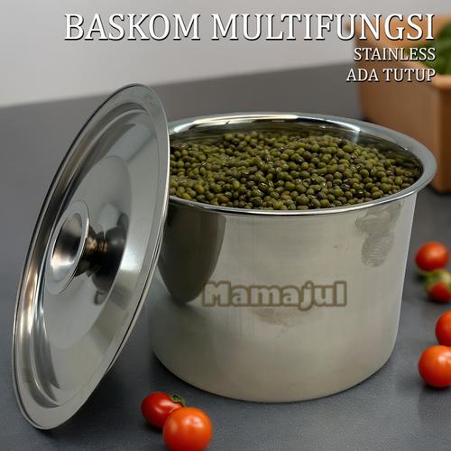 Promo Baskom Tebal Dalam + Tutup Serbaguna Stainless Food Grade Basin ...