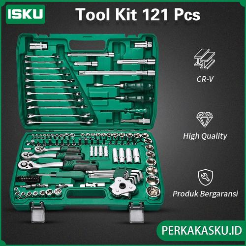 Promo ISKU Tool Kit Set 121 Pcs 1/4 Inch 3/8 Inch 1/2 Inch Kunci Shock Set Cicil 0% 3x - Jakarta ...