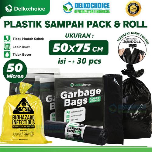 Jual Kantong Plastik Sampah Roll Jumbo Tebal Trash Bag Delkochoice 50x75cm - Hitam Roll, 50cm x ...