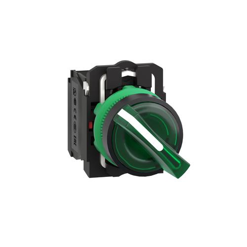 Jual Schneider XB5AK123B5 green complete illuminated selector switch Ø22 2-position stay put 1NO ...