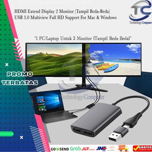 Jual Multiple Monitors Display USB 3.0 Multiviewer Extend Display Full ...