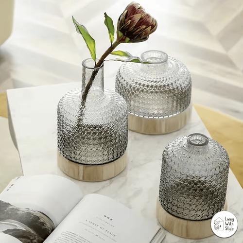 Jual Living With Style - Sandy Rustic Wood and Glass Flower Vase / Vas ...