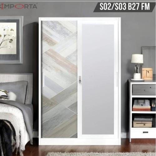 Jual Lemari Pakaian Besi 2 Pintu Sliding MATKENS 120 Promo Murah ...