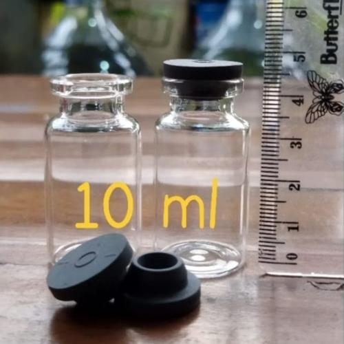 Jual BOTOL VIAL 10ML/ BOTOL KACA + TUTUP KARET/BOTOL VIAL KACA + TUTUP ...