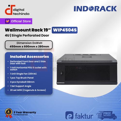 Promo WIP4504S Wallmount Rack 4U INDORACK Depth 450mm Perforated Rak ...