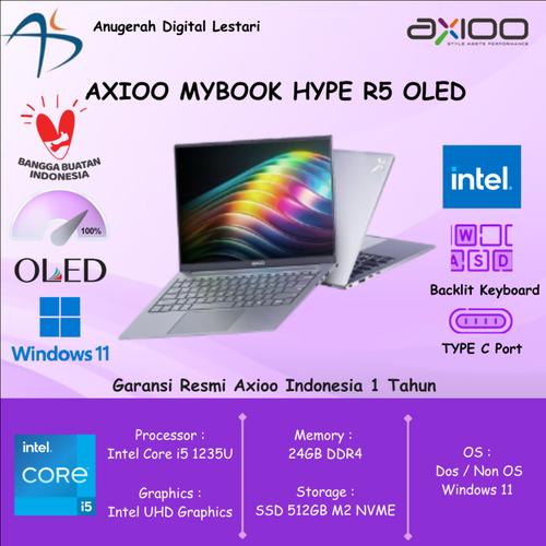 Promo Axioo Hype R5 Oled i5-1235U 24GB NVME 512GB 14"OLED DOS/WIN 11 ...
