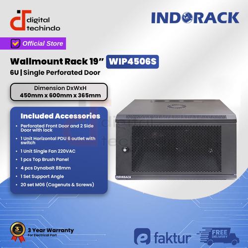 Promo WIP4506S Wallmount Rack 6U INDORACK Depth 450mm Perforated Rak ...