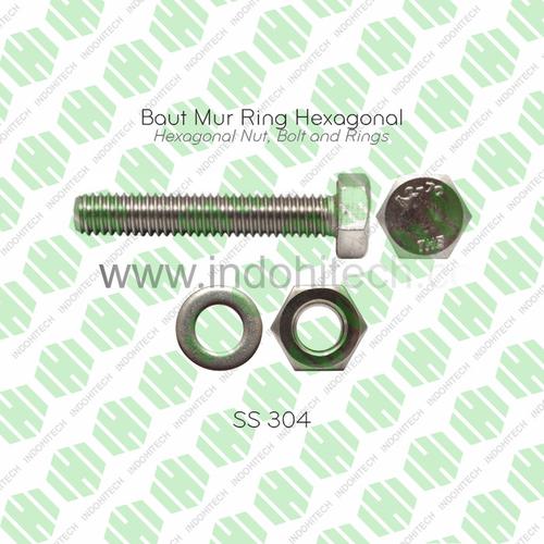 Jual Baut Mur Ring Plat Hex M16 x 40 mm SS304 Baut Hexagon SET SUS 304 ...