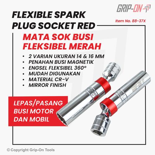 Jual GRIP-ON FLEXIBLE SPARK PLUG SOCKET RED – GRIP-ON MATA SOK BUSI ...
