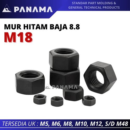 Jual Mur Hitam Baja M18 Mur Baut M18 Pitch 2.5 Grade 8.8 - Jakarta ...