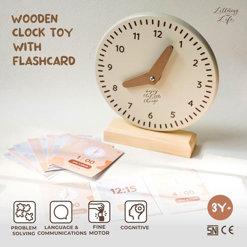 Promo Lettering and Life Wooden Clock Toy with Flashcards - Mainan Kayu Edukasi Jam Dinding ...
