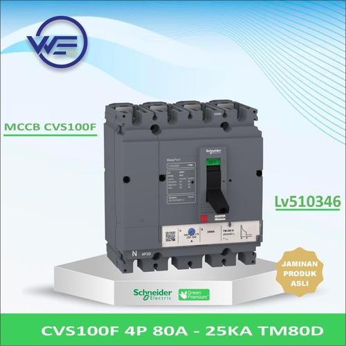 Jual MCCB CVS100F 4p 80a 25kA Easypact 4 Pole 80 Ampere TMD TM80D ...