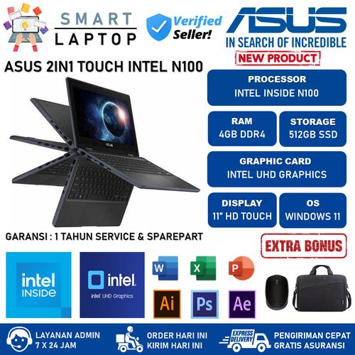 Jual laptop asus 2in1 touchscreen intel n100 4gb 512gb 11 inch hd ...
