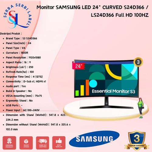 Jual Monitor Samsung 24" S24D366 Curved Essential FHD VA FreeSync ...