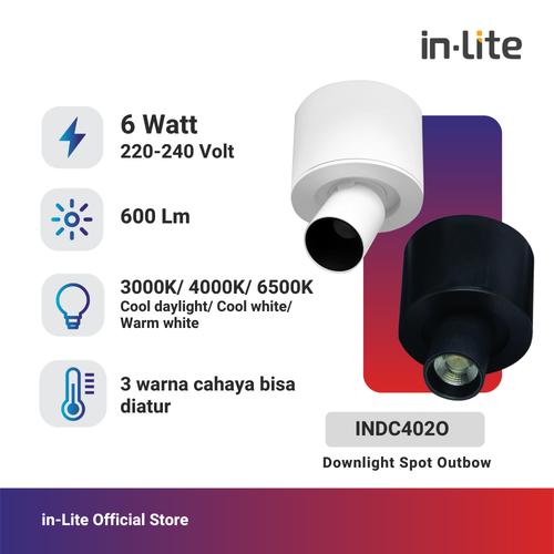 Jual in-Lite LED Lampu Downlight Sorot Outbow INDC402O - Putih ...