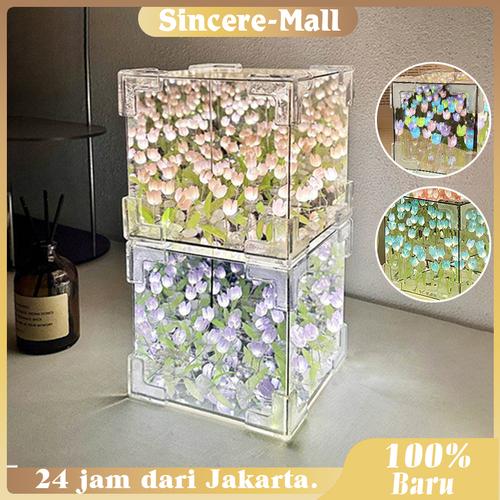 Jual Tulip Lampu Laut Bunga Kubus Rubik Lampu Malam Bunga Tulip Lampu Malam DIY Buatan Tangan ...