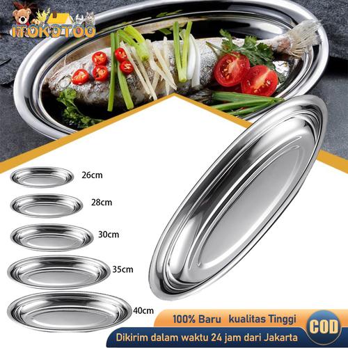 Jual Piring Saji Oval Stainless Steel Plate Tray Ikan Sate Tebal Murah ...