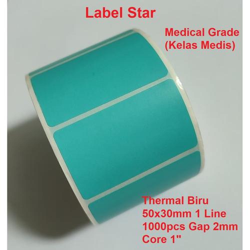 Jual label barcode thermal biru 50x30mm 1line 1000pcs gap,core1 ...