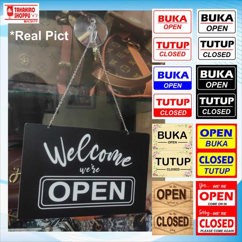 Promo Sign Board Plang Toko Papan Tanda Akrilik Open / Close Buka Tutup ...
