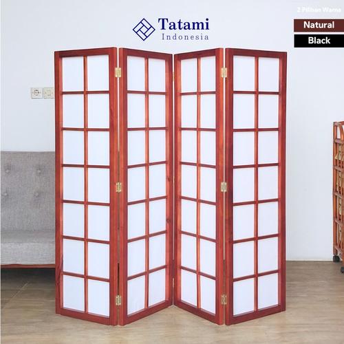 Promo SHOJI 140 - 4 Panel Partisi Sketsel Kayu Furniture Minimalis ...