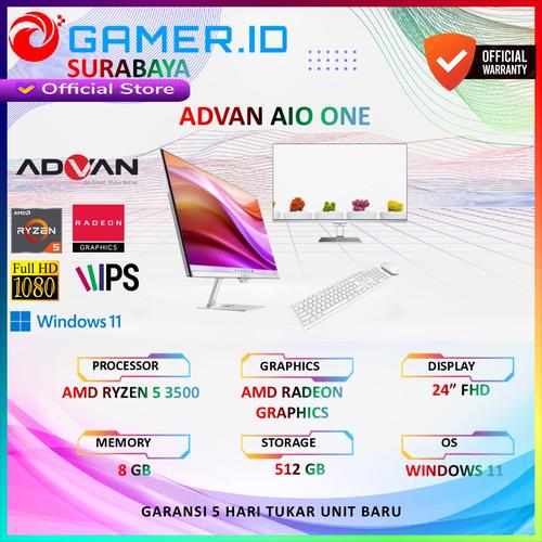 Promo Advan PC DESKTOP All In One AIO One PC AMD Ryzen 5 3500 RAM 8GB ...