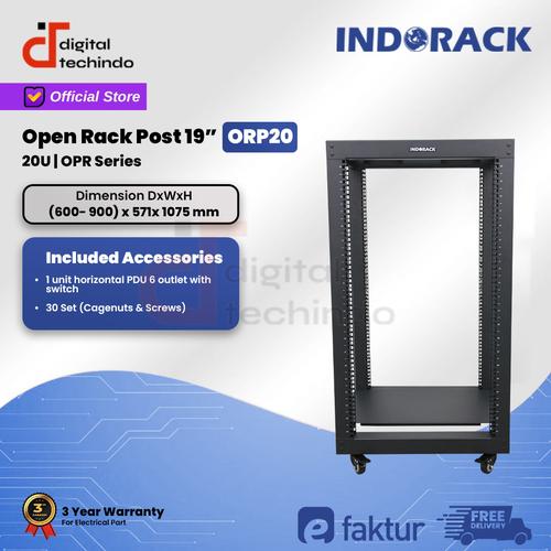 Promo ORP20 Open Rack Post 20U INDORACK Depth Adjust 600 - 900mm Rak ...