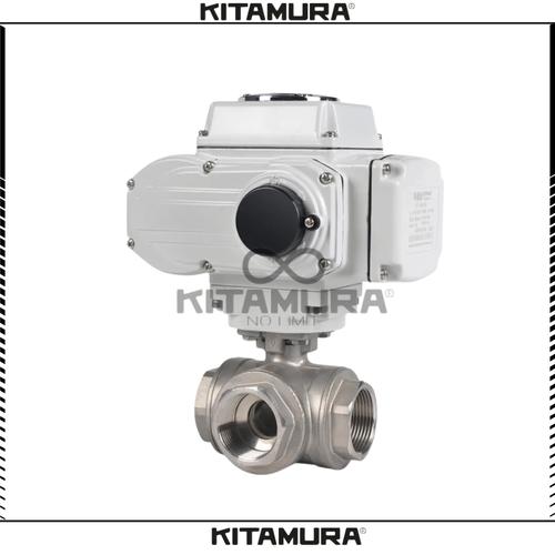 Jual 1/2'' Electric Set Ball valve 3 Way Body Ss316 T -Port Drat 1/2" Inch On/Of AC220/DC24 - AC ...