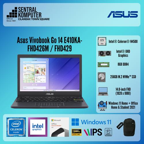 Jual Laptop Buat Pelajar Asus Vivobook Go 14 E410KA Intel Celeron N4500 8GB 256GB 14" FHD Win 11 ...