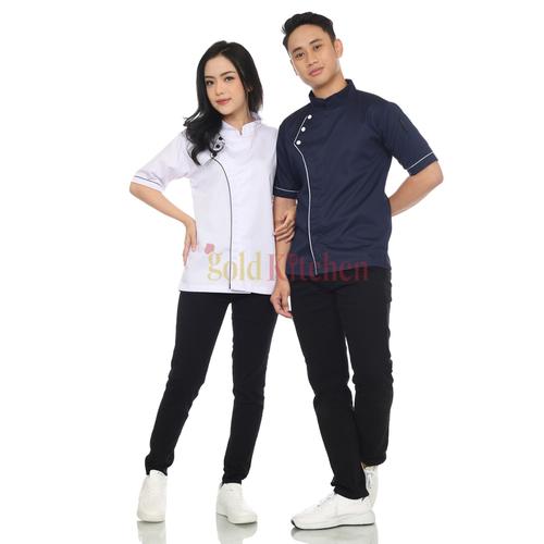 Promo Baju Chef Baju Koki Chef Jacket Pria Wanita Lengan Pendek - Hitam ...