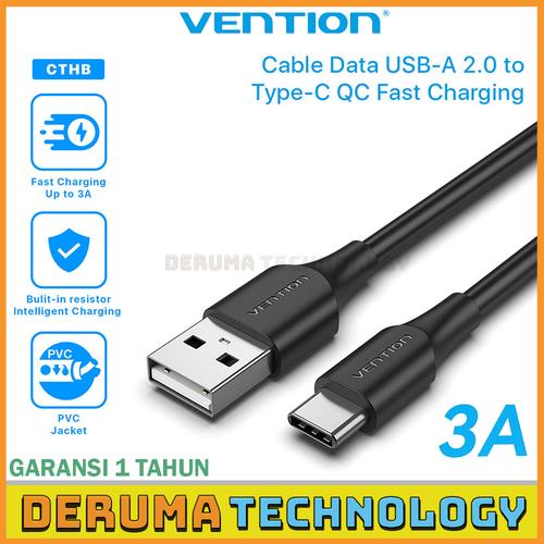 Jual Vention Kabel Data Charger Usb To Type-C Fast Charging Quick ...