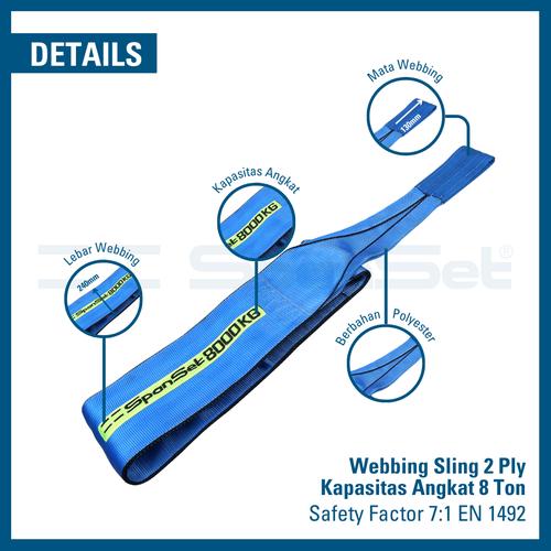 Promo SpanSet Webbing Sling 2Ply B8000-3Mtr WLL 8 Ton, Panjang 3 Meter ...