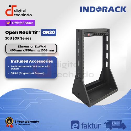Promo OR20 Open Rack 20U INDORACK Rak 20U Rack Server Modem Audio WIfi ...