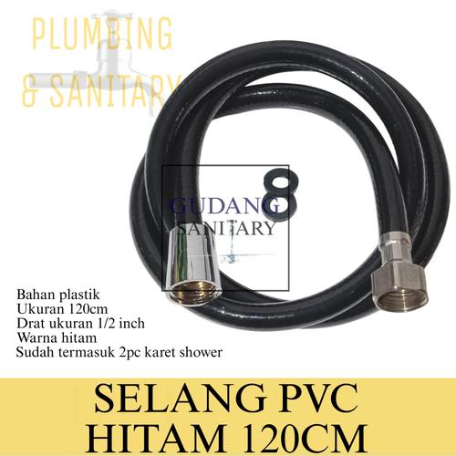 Jual Hitam selang shower PVC 120cm Selang shower plastik hitam 1,2 ...