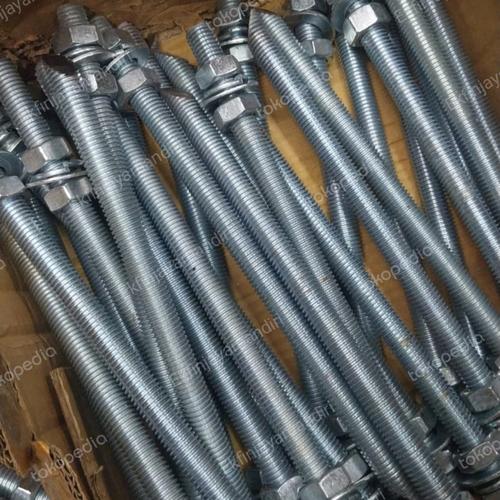 Jual chemical anchor Beton M22 x 150 mm + 2nut + 2washer Putih Galvanis ...