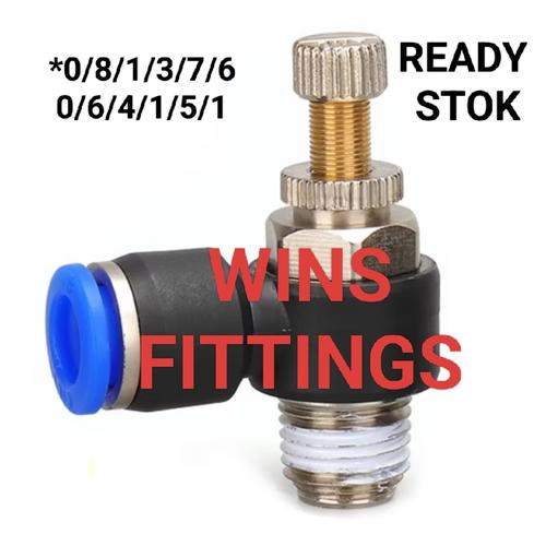 Jual Pneumatic speed flow control valve M5 1/8" 1/4" 3/8" 1/2" x 4mm ...