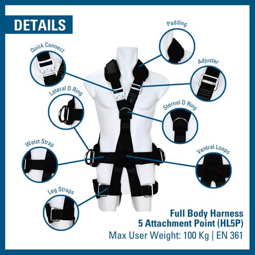 Promo SpanSet Full Body Harness 5 Point Attachment, Work Positioning ...