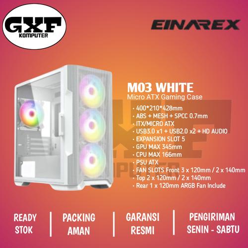 Jual Casing Einarex M03 White - mATX - FREE 1 PCS FAN ARGB 12CM ...