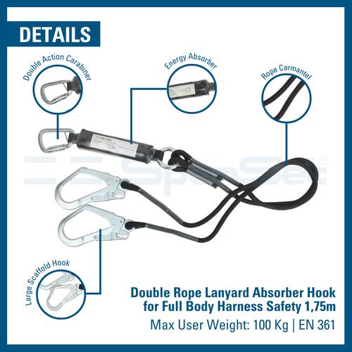 Promo SpanSet Safety Rope Lanyard Absorber Hook for Full Body Harness ...
