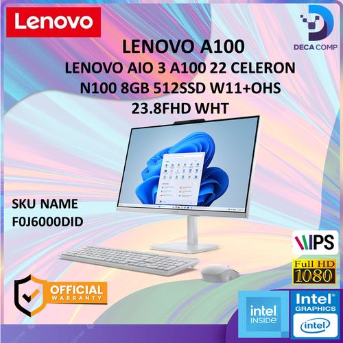 Promo LENOVO AIO A100 22 Celeron N100 8GB/16GB 512SSD W11 23.8FHD WHT ...