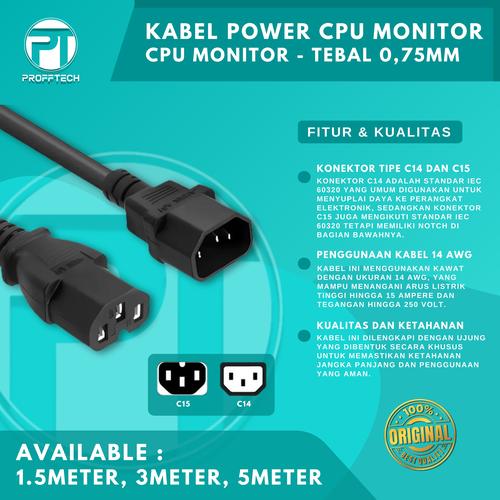 Jual Kabel power CPU monitor / UPS. 0.75 mm x 3 meter. PROFF TECH - 5 ...