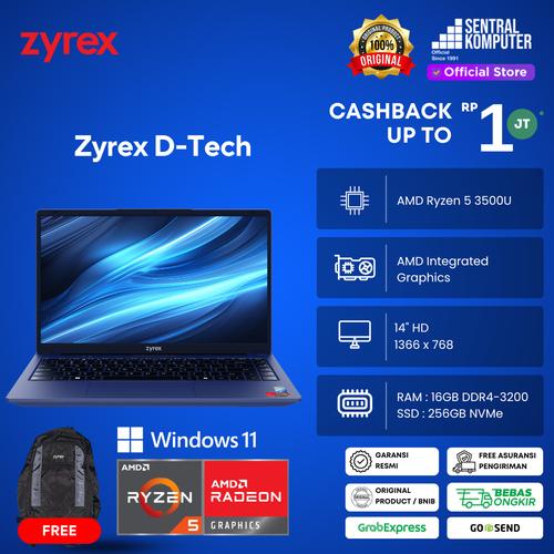 Promo Laptop ZYREX D-TECH AMD Ryzen 5 3500U 16GB 256GB 14" HD Windows11 ...