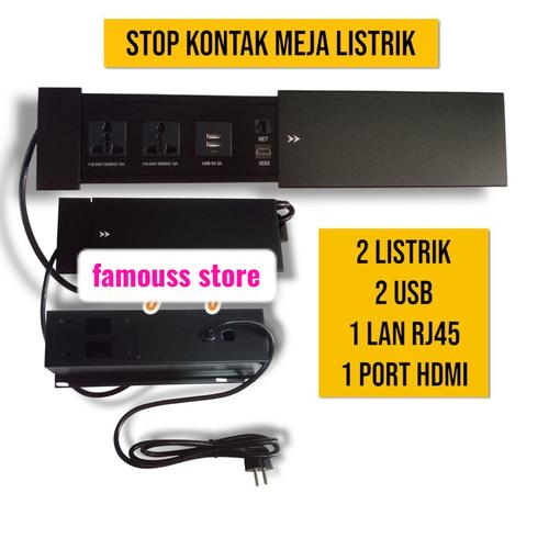 Jual Stop Kontak Listrik Meja Meeting Listrik 2 USB rj45 LAN HDMI ...