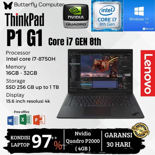 Jual Laptop Lenovo ThinkPad P1 workstation core i7 gen 8 - 32GB - 1TB ...