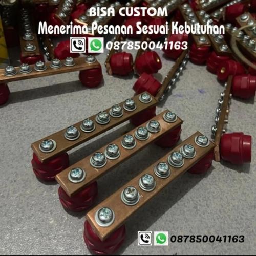 Jual busbar tembaga 5mm x 20mm x 130mm 5baut M6 + 2 dudukan baut ...