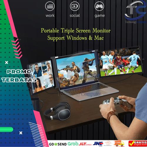 Jual Triple Screen Monitor Portabel 15 Inch Extend Display Support ...