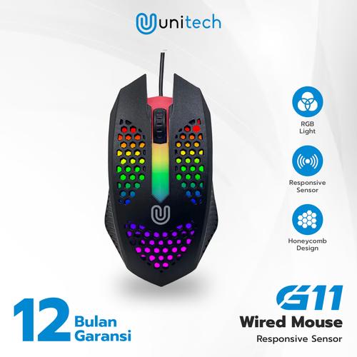 Promo Mouse Gaming Kabel USB Honey Comb Unitech G11 Mouse 7 LED RGB ...