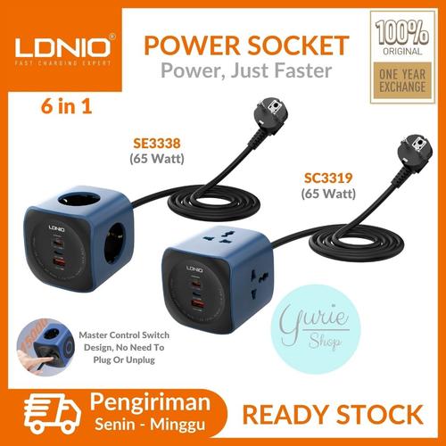 Promo LDNIO Stop Kontak SC3319 SE3338 Power Socket Colokan Listrik Cube USB C QC Fast Charging ...