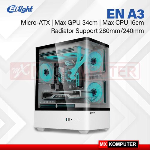 Jual Case ENLIGHT EN A3 White Casing m-ATX PC Mini Tower Curved ...