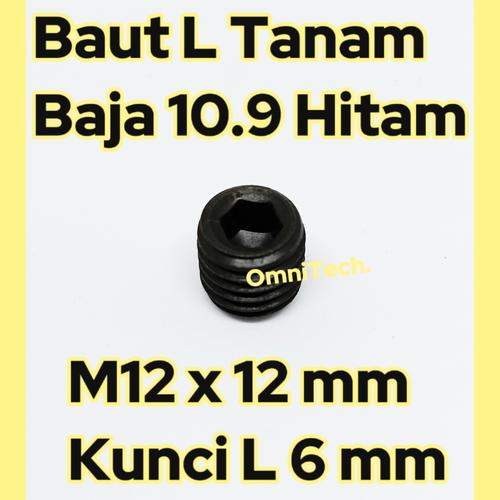 Jual Baut L Tanam Baja Hitam 10.9 M12x12 Pitch Drat 1,75 mm Socket Set M12 x 12 mm - Kab ...